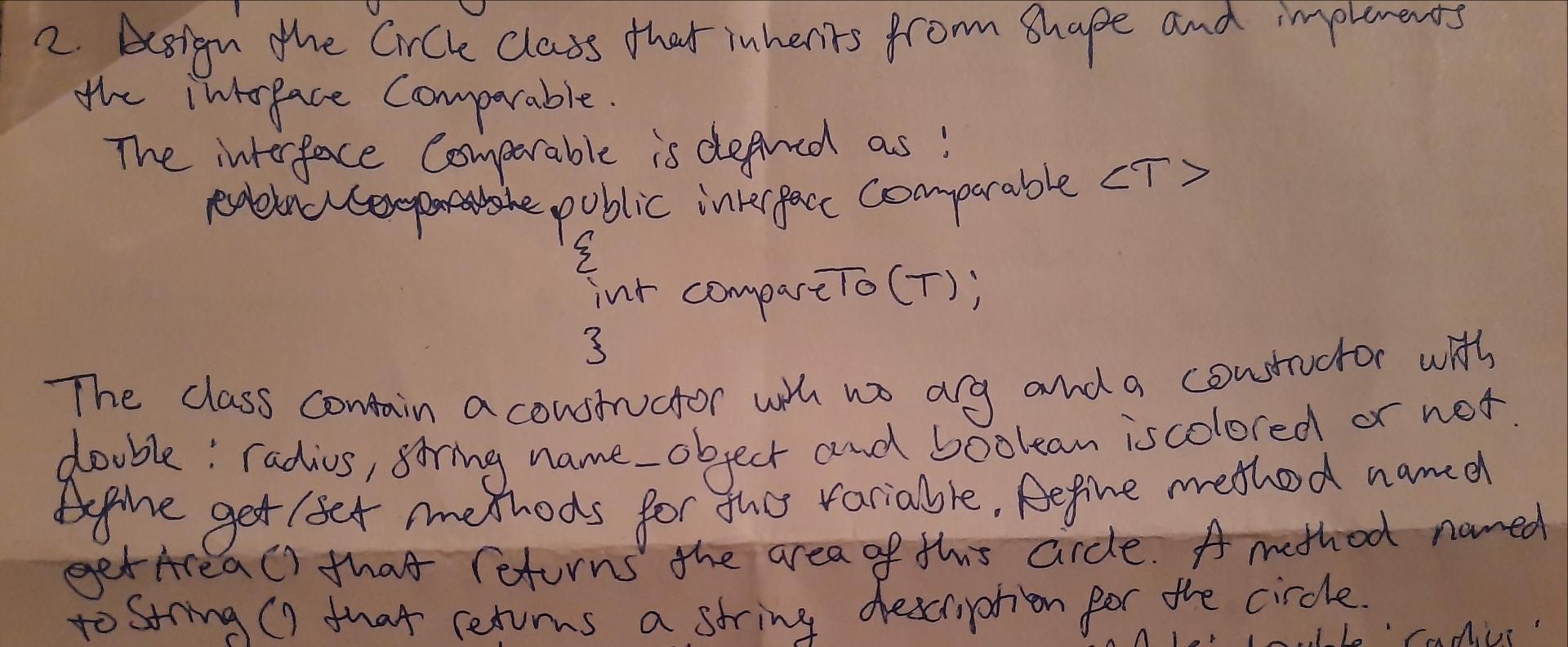 Solved 2 Aesign The Circle Class That Inherits From Shape