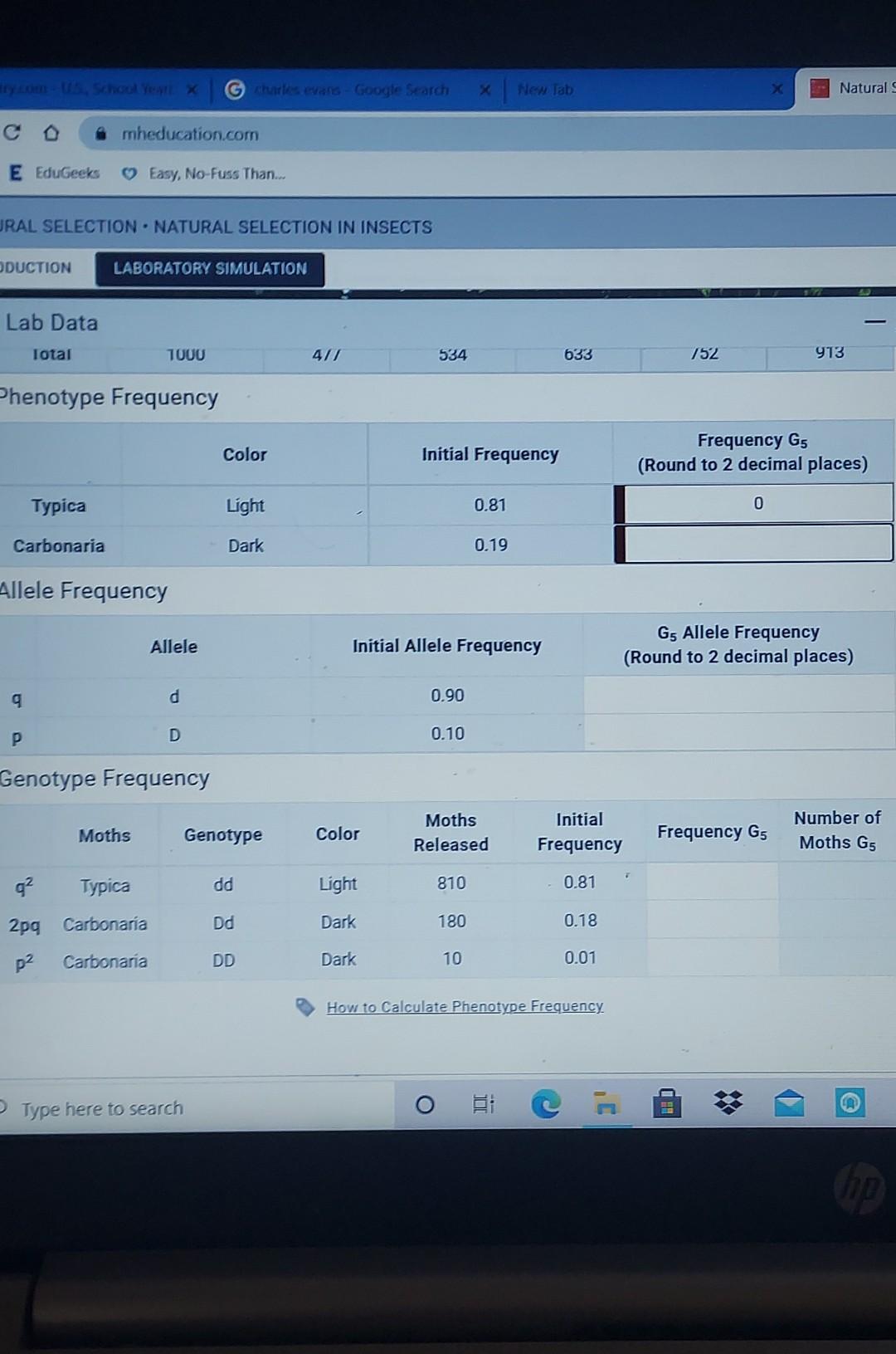Solved A Lab Data Is this the correct phenotype frequency? | Chegg.com