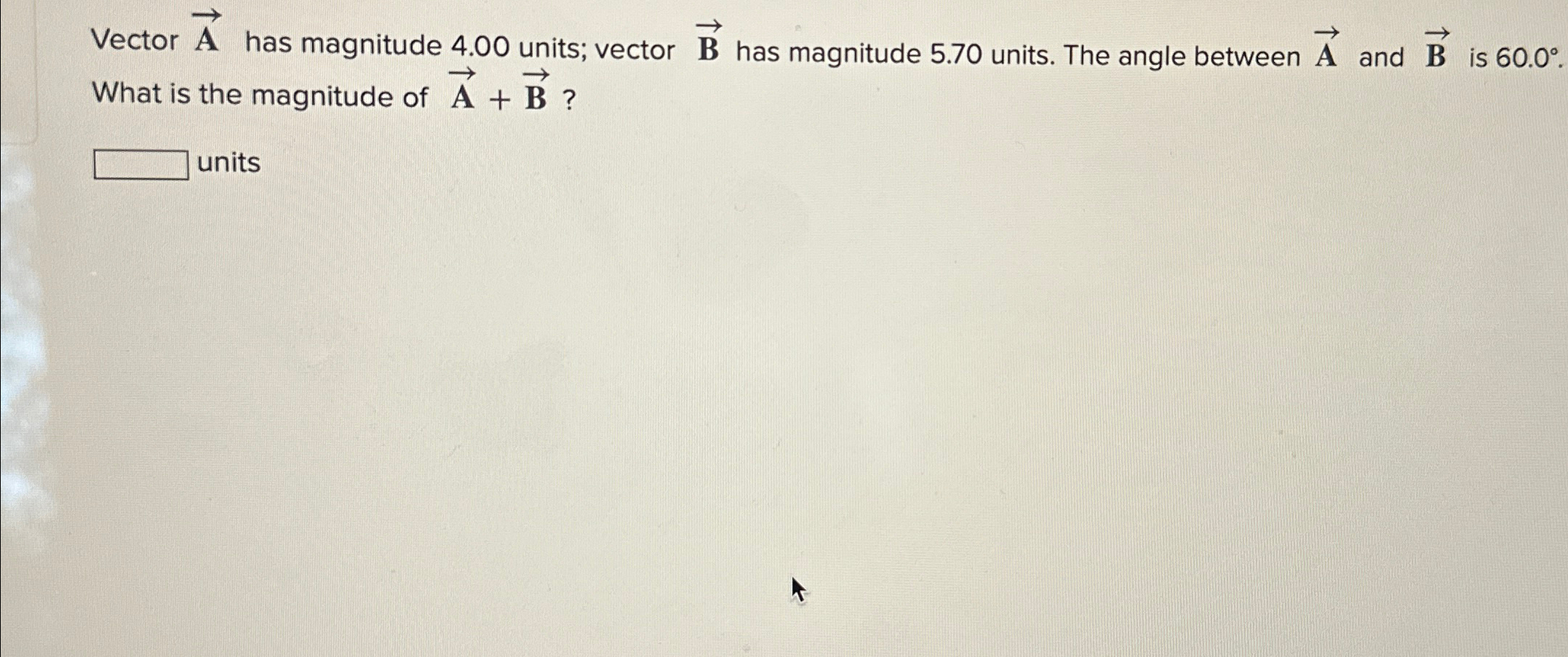 Solved Vector vec(A) ﻿has magnitude 4.00 ﻿units; vector | Chegg.com