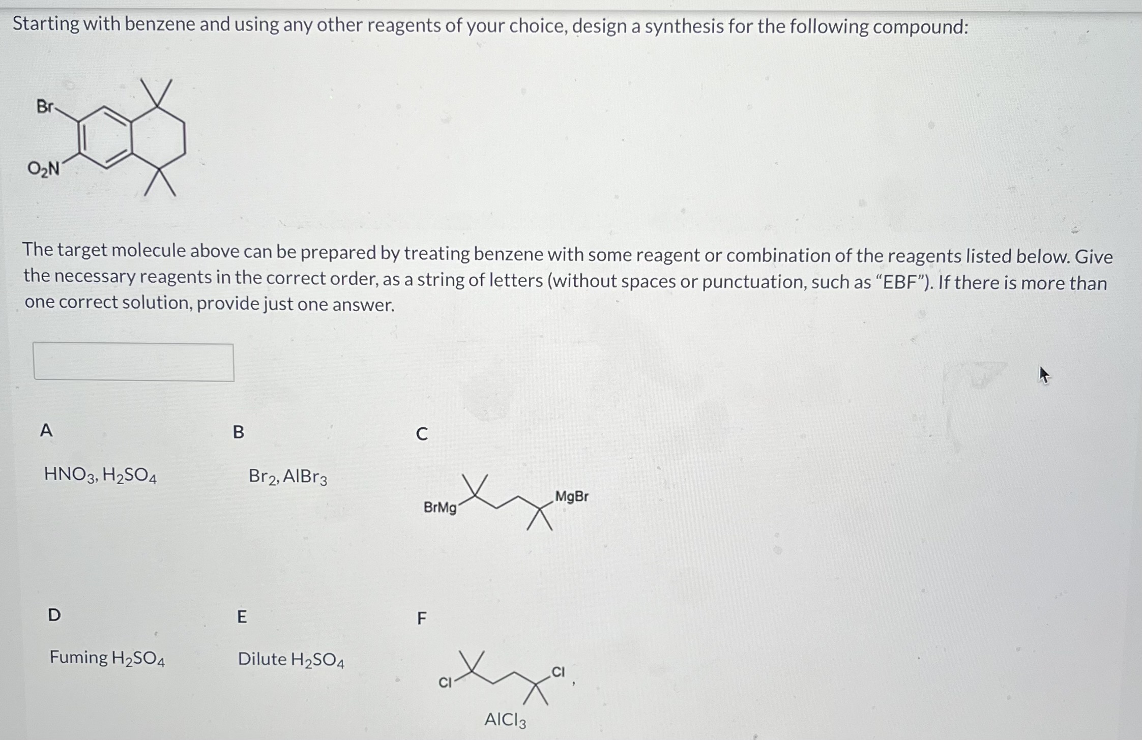 Solved Starting with benzene and using any other reagents of | Chegg.com