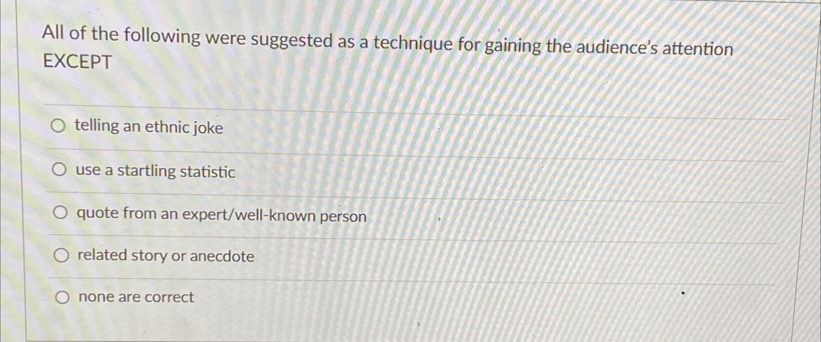 Solved All of the following were suggested as a technique | Chegg.com