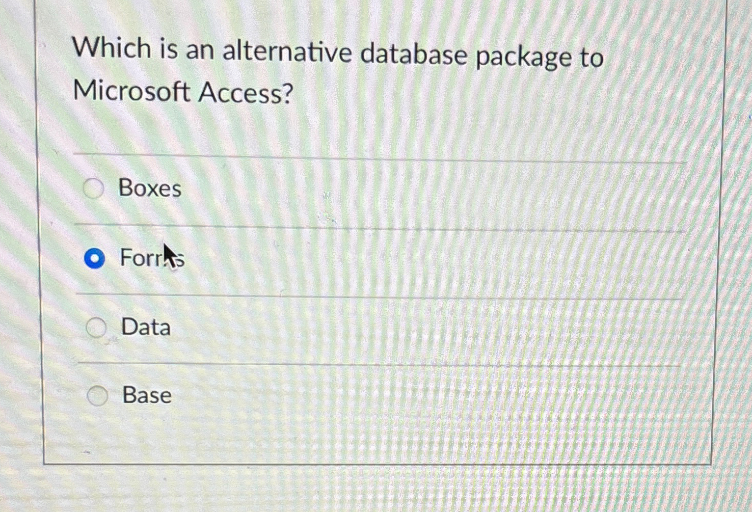 Solved Which is an alternative database package to Microsoft | Chegg.com
