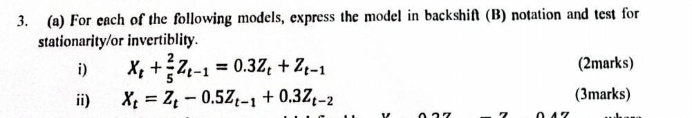 Solved (a) ﻿For each of the following models, express the | Chegg.com