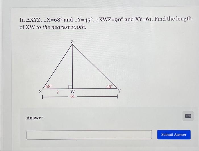 Solved In ( riangle X Y Z, angle X=68^{circ} ) and ( angle | Chegg.com