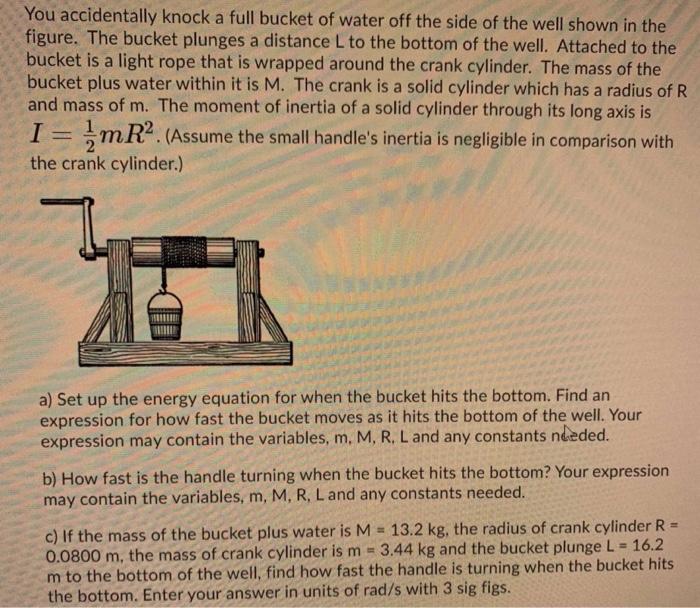 Solved You accidentally knock a full bucket of water off the | Chegg.com
