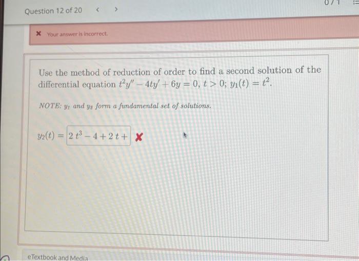 Solved Use the method of reduction of order to find a second | Chegg.com