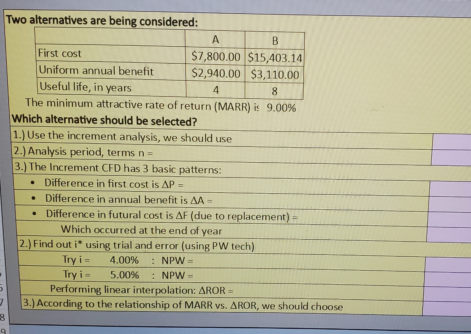 Solved Two alternatives are being | Chegg.com