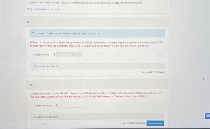 Solved Using the appropriate interest table, answer the | Chegg.com