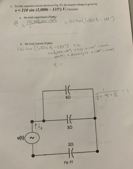 Solved For the capacitor circuit shown in Fig. P2, ﻿the | Chegg.com