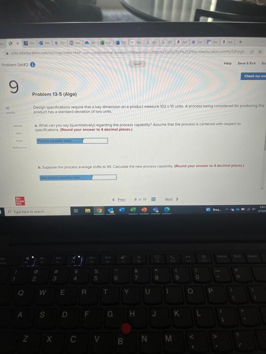 Solved b. Suppose the process average shifts to 95 Calculate | Chegg.com