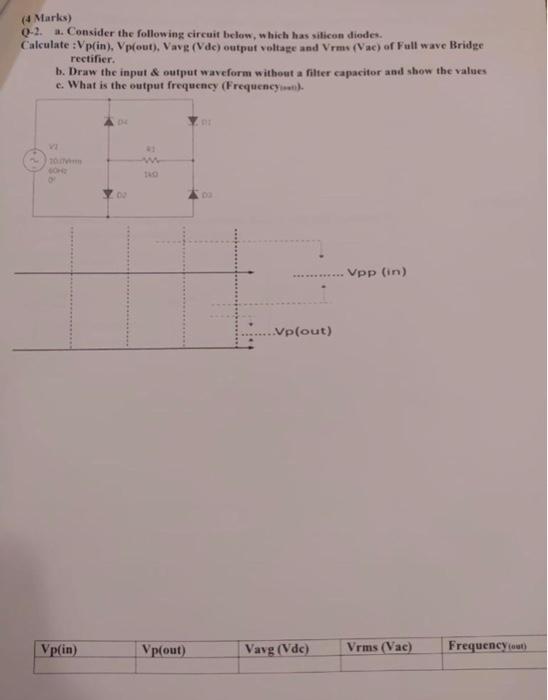 Solved (4 Marks) Q-2. a. Consider the following circuit | Chegg.com
