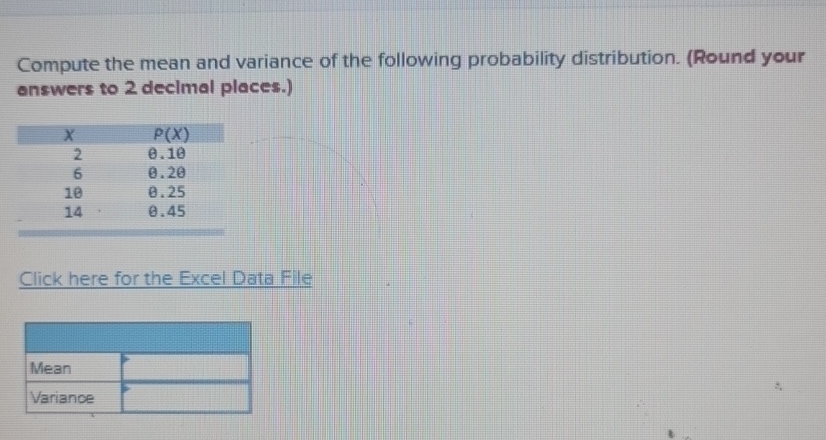 Compute the mean and variance of the following | Chegg.com