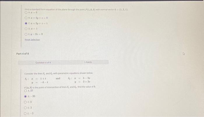 Solved And a standard form equation of the plane tyought the | Chegg.com