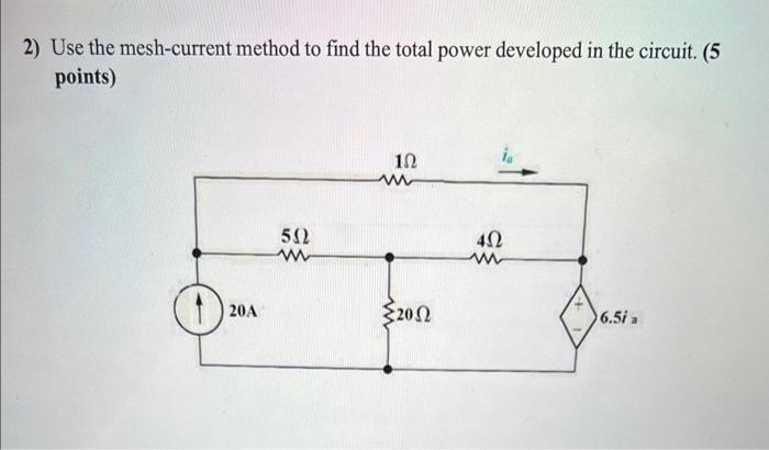 Solved 2) Use the mesh-current method to find the total | Chegg.com