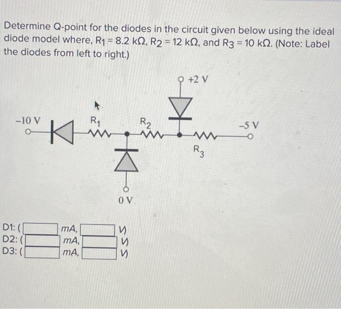 Solved Determine Q-point for the diodes in the circuit given | Chegg.com