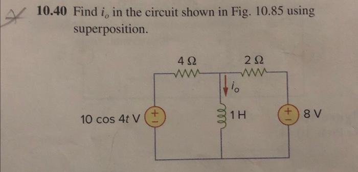 Solved 10.40 Find io in the circuit shown in Fig. 10.85 | Chegg.com