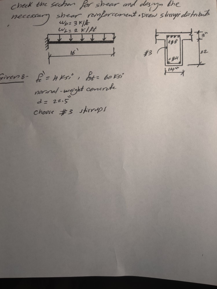 Solved check the section for shear and design the necessary | Chegg.com