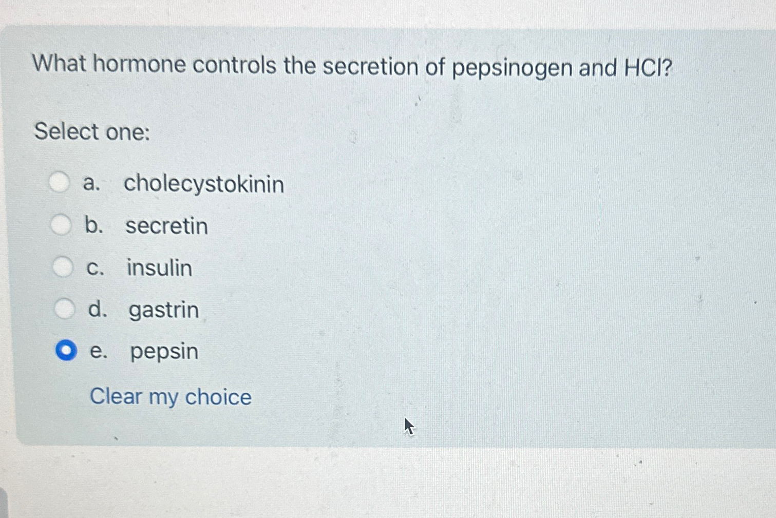 Solved What hormone controls the secretion of pepsinogen and | Chegg.com