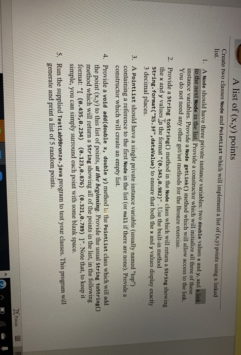 Solved A list of (x,y) points Create two classes Node and | Chegg.com