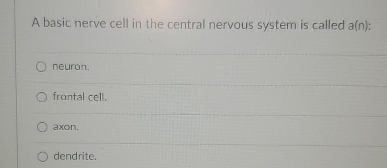 Solved A basic nerve cell in the central nervous system is | Chegg.com