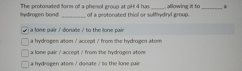 Solved The protonated form of a phenol group at pH4 ﻿has | Chegg.com