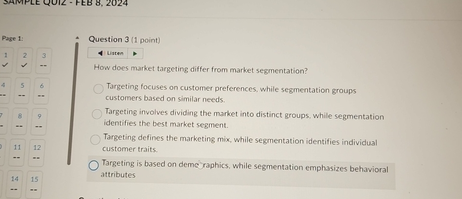 Solved Page 1:123How does market targeting differ from | Chegg.com