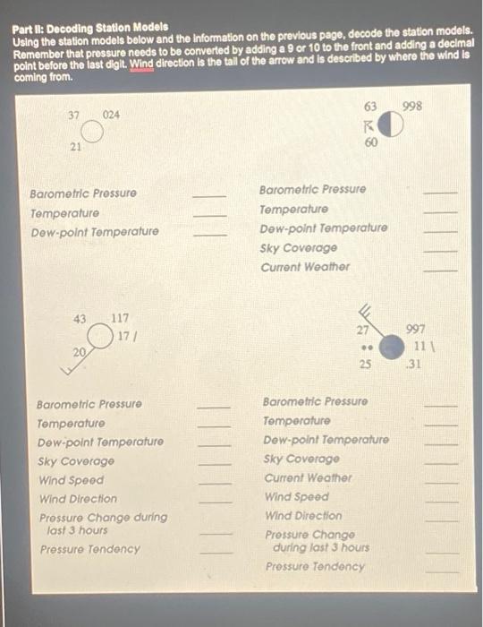 Solved Part ti: Decoding Statlon Models Using the station | Chegg.com