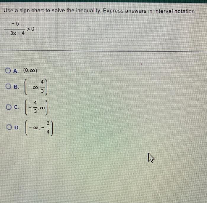 Solved Use a sign chart to solve the inequality. Express | Chegg.com