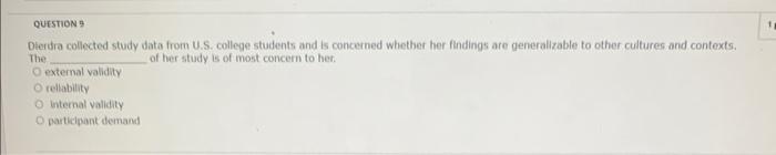 Solved Dierdra collected study data from U.S. college | Chegg.com