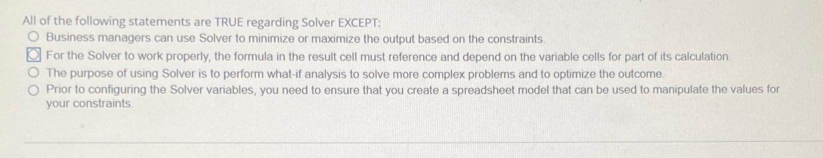Solved All of the following statements are TRUE regarding | Chegg.com
