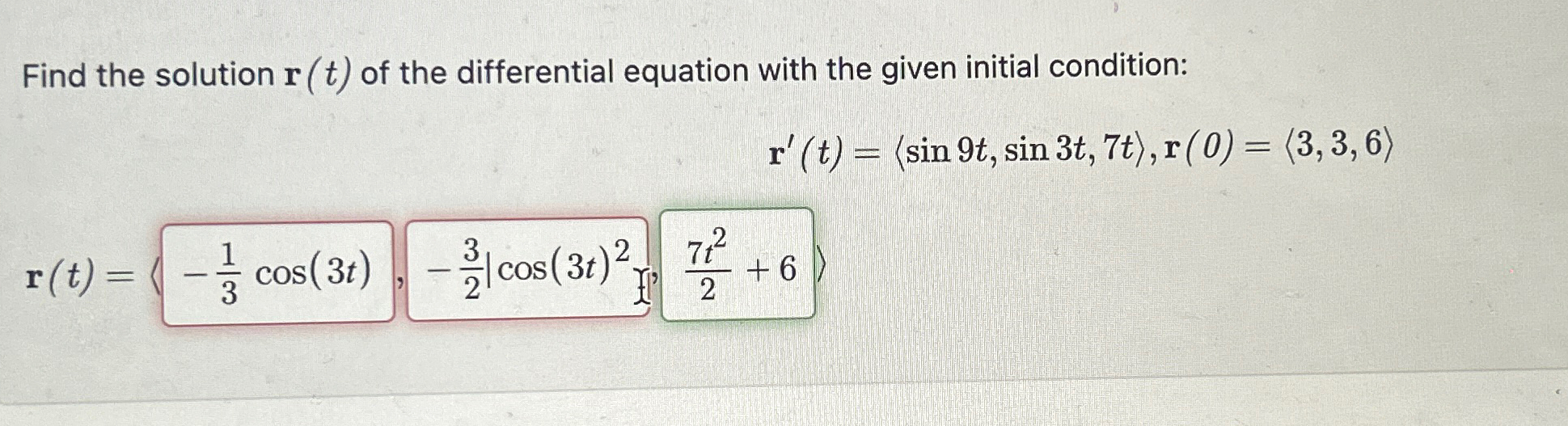 Solved Find the solution r(t) ﻿of the differential equation | Chegg.com