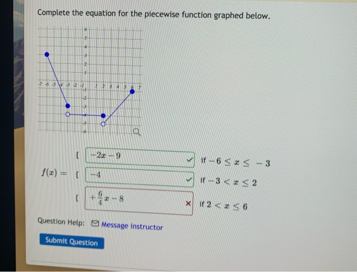 Solved Complete The Equation For The Piecewise Function Chegg