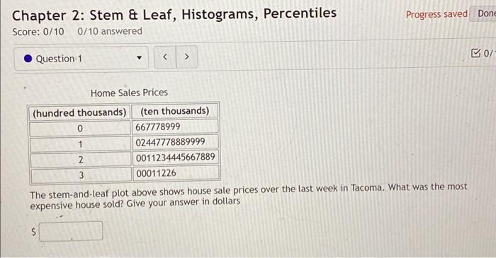 Solved Chapter 2: Stem \& Leaf, Histograms, Percentiles | Chegg.com
