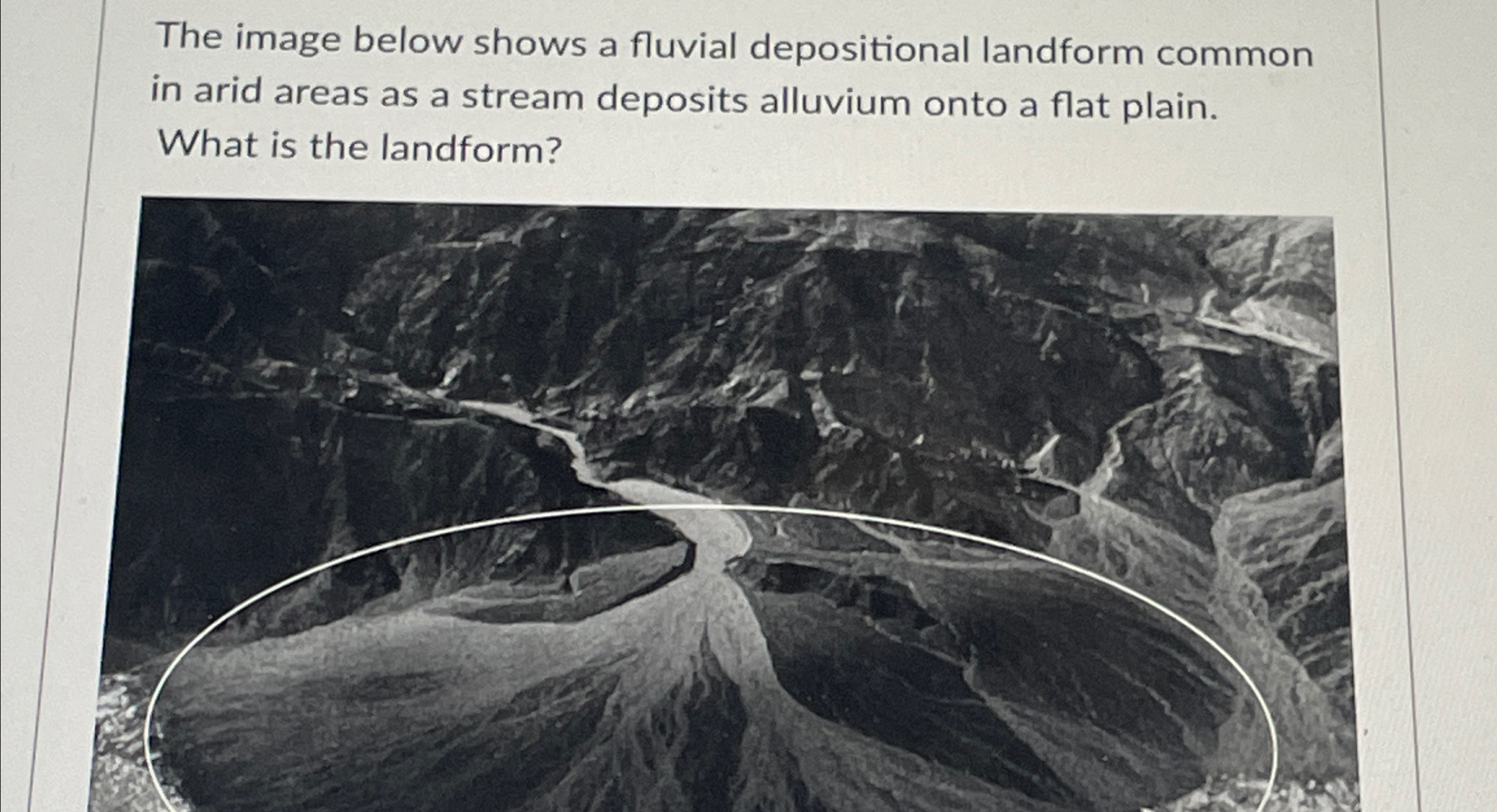 Solved The image below shows a fluvial depositional landform | Chegg.com