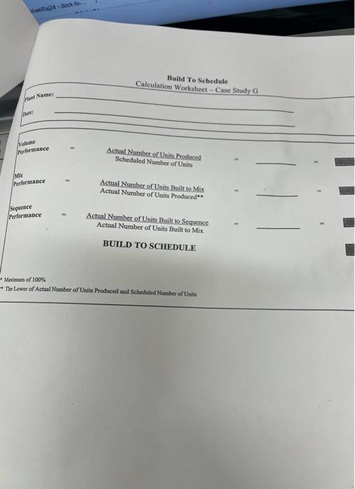 Solved Build to Schedule Exercise - Case Study Directions | Chegg.com