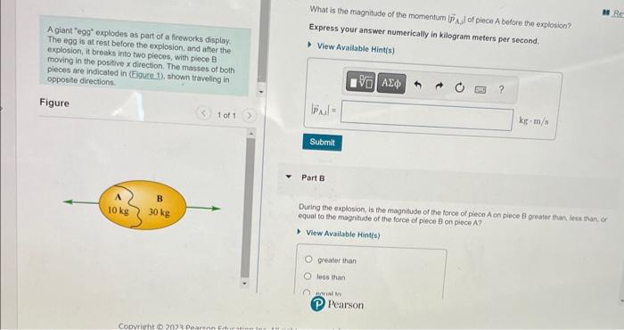 Solved A giant "egg" explodes as part of a fireworks | Chegg.com