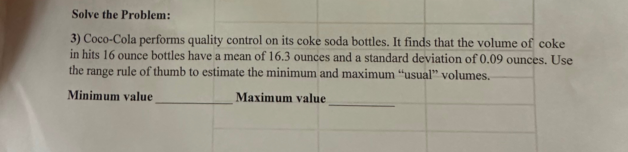 Solved Solve the Problem:Coco-Cola performs quality control | Chegg.com
