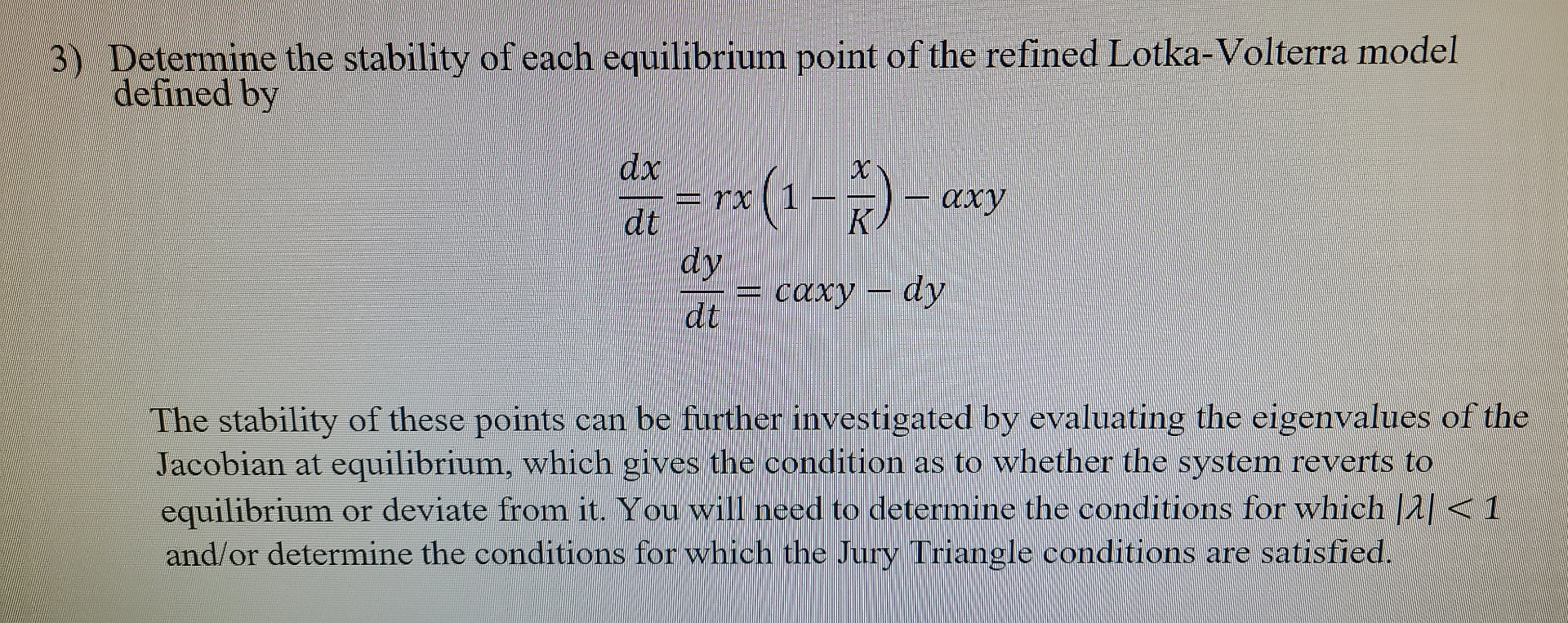 Solved Determine the stability of each equilibrium point of | Chegg.com
