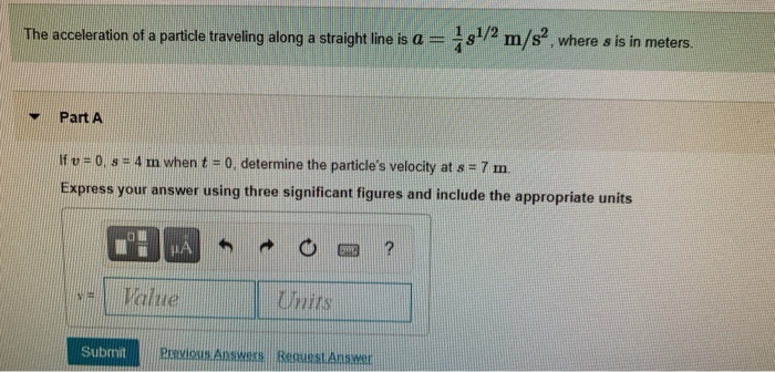 Solved The acceleration of a particle traveling along a | Chegg.com