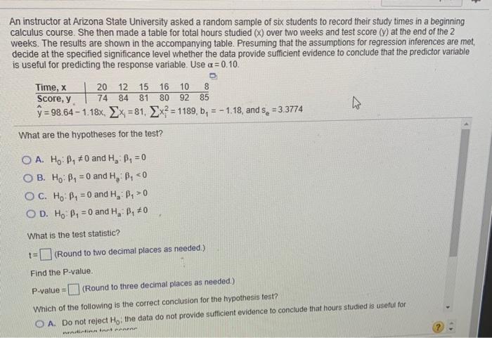 Solved An instructor at Arizona State University asked a | Chegg.com