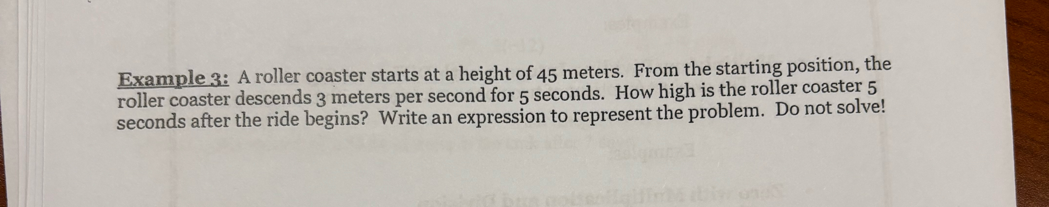 Solved Example 3: A roller coaster starts at a height of 45 | Chegg.com