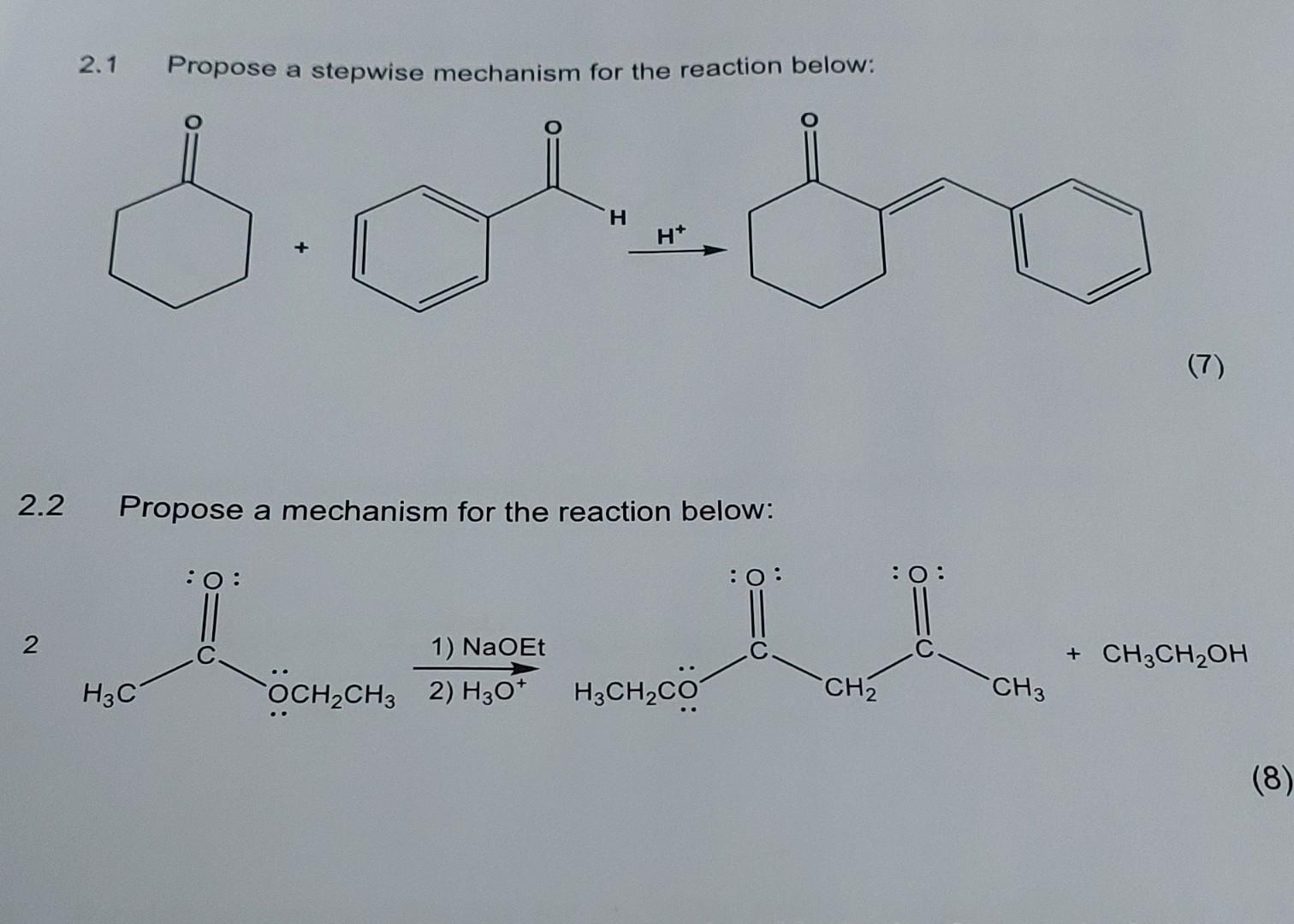 Solved 2.1 Propose a stepwise mechanism for the reaction | Chegg.com