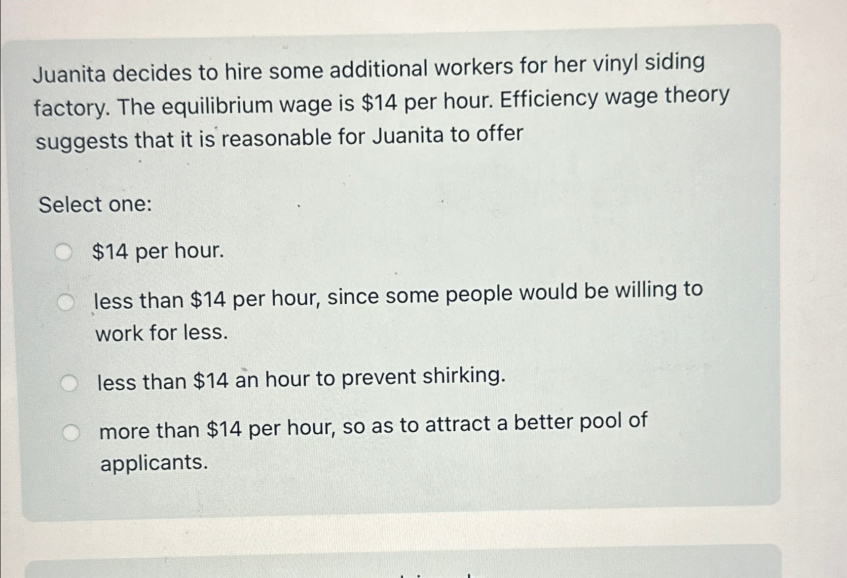 Solved Juanita decides to hire some additional workers for | Chegg.com