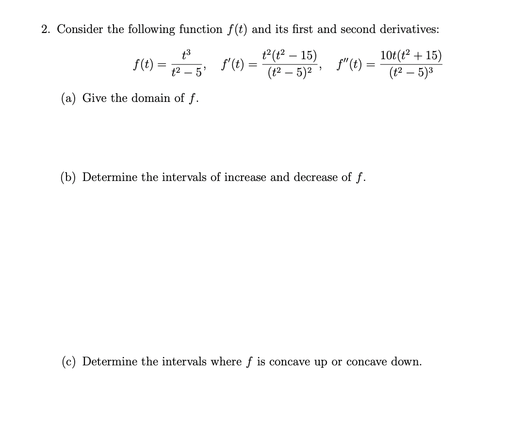 Consider the following function f(t) ﻿and its first | Chegg.com