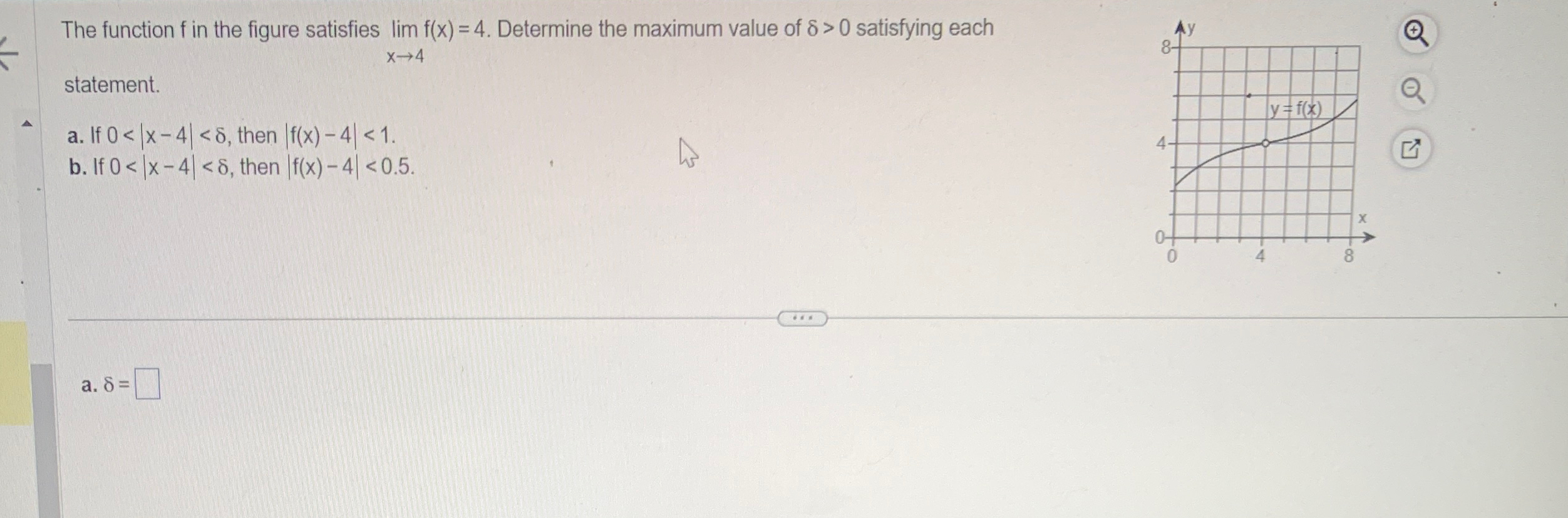 Solved The function f ﻿in the figure satisfies limx→4f(x)=4. | Chegg.com