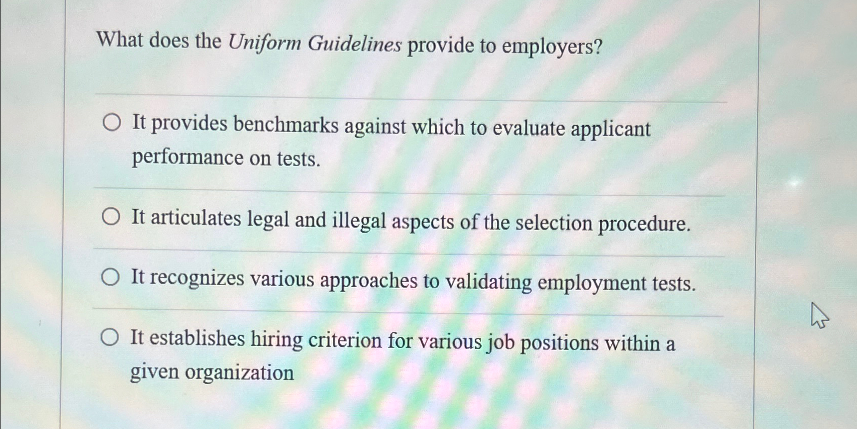 Solved What does the Uniform Guidelines provide to | Chegg.com