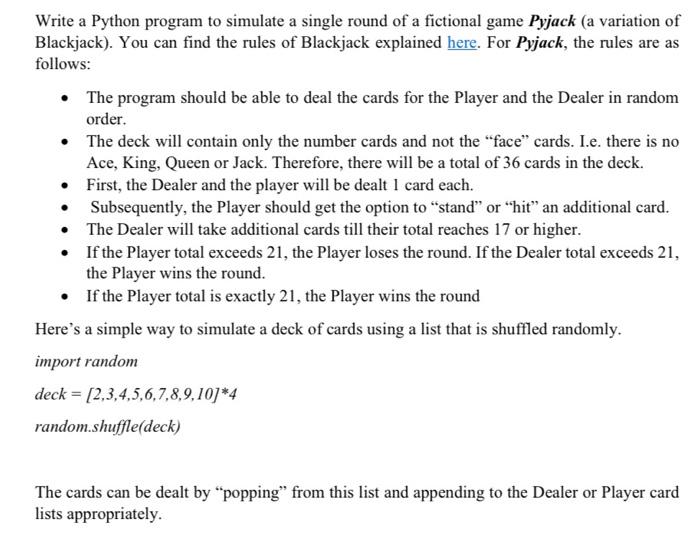 Solved Write A Python Program To Simulate A Single Round Of