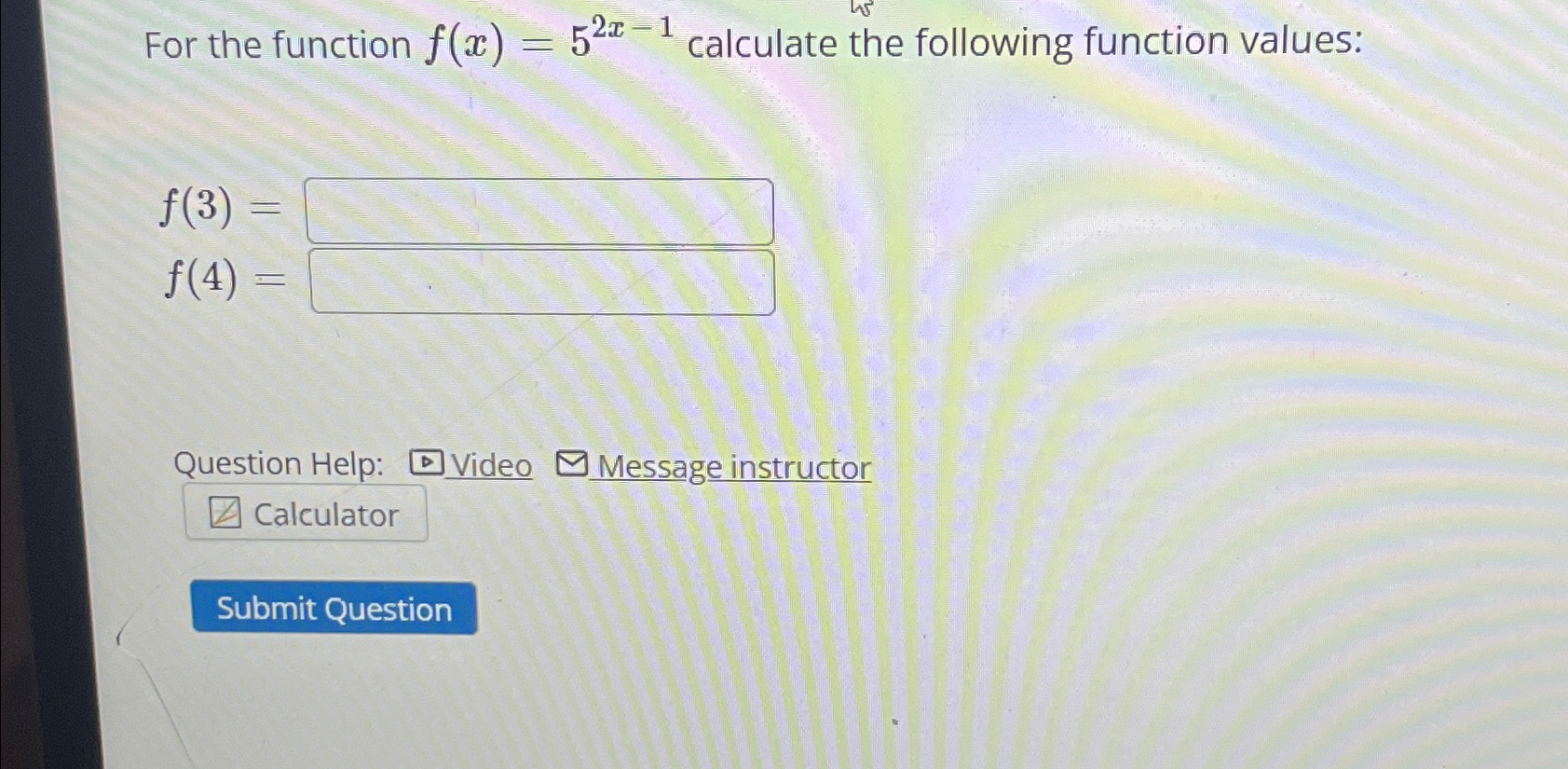 Solved For the function f(x)=52x-1 ﻿calculate the following | Chegg.com