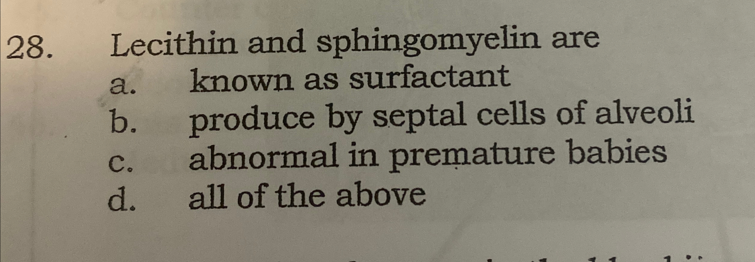 Solved Lecithin and sphingomyelin area. ﻿known as | Chegg.com
