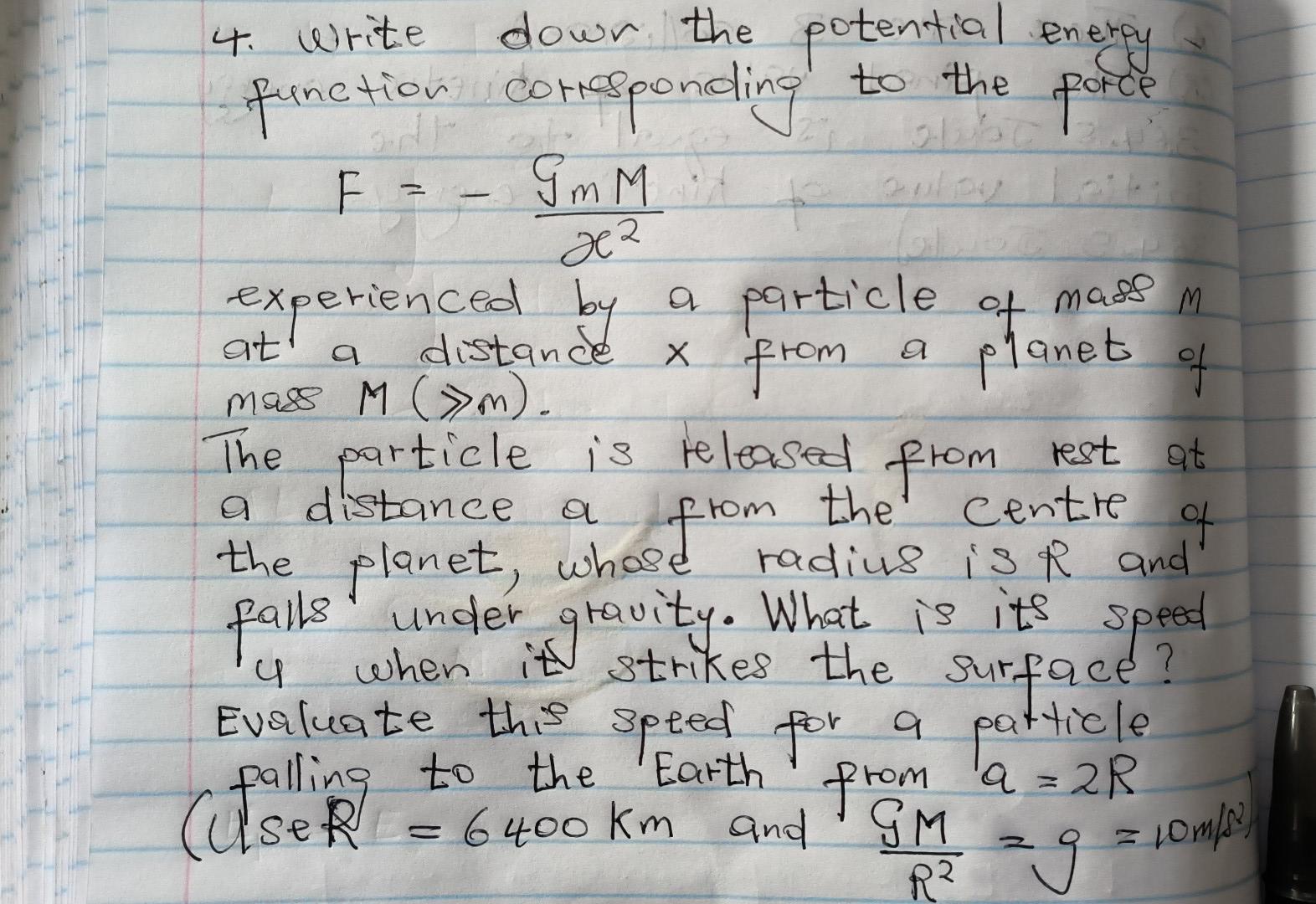 Solved 4. Write dowr the potential energy function | Chegg.com